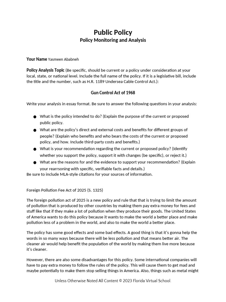 Public Policy Template | PDF | Policy | Pollution