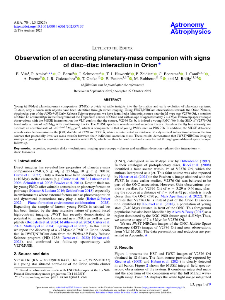 Accreting Planetary-Mass Companion in Orion | PDF | Stars | Hubble ...