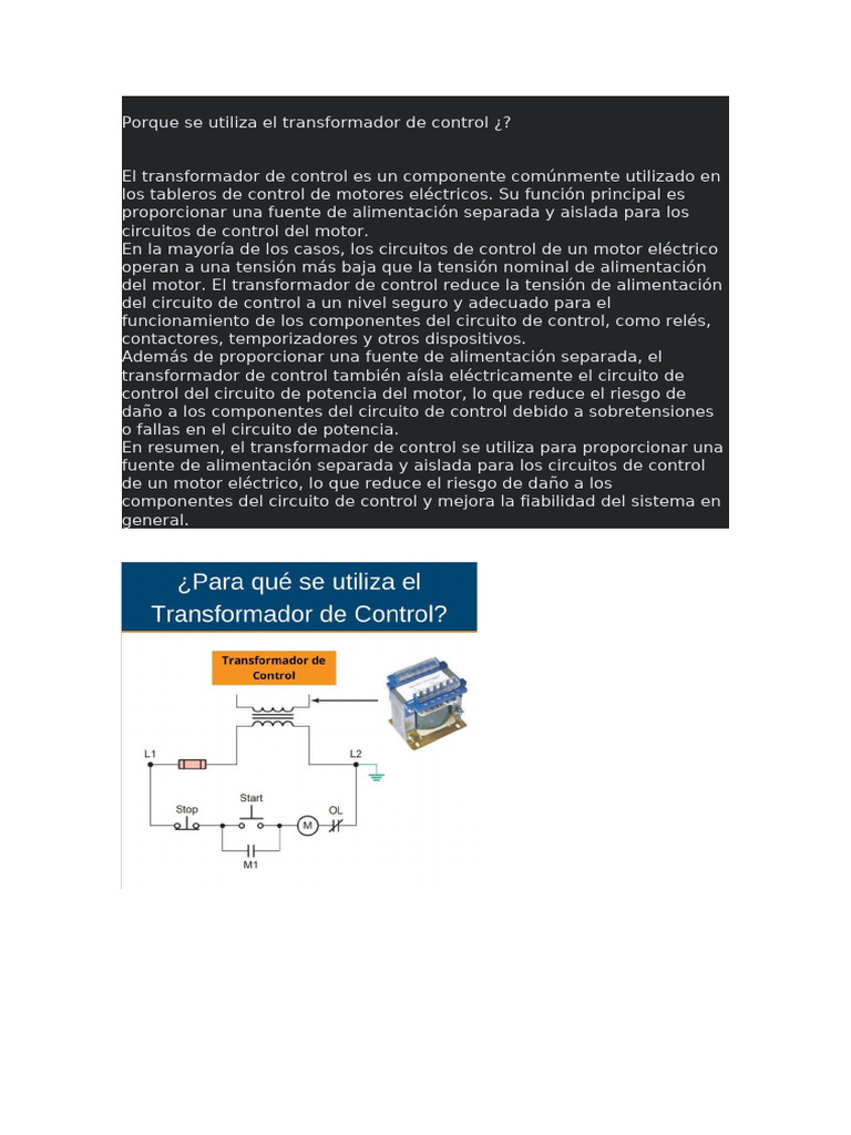 Porque Se Utiliza El Transformador de Control | PDF
