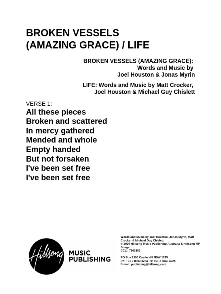 BROKEN VESSELS (AMAZING GRACE) AND LIFE-1 | PDF | Christian Music
