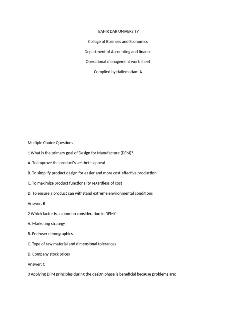 Bahir Dar Unive | PDF | Supply Chain | Economies
