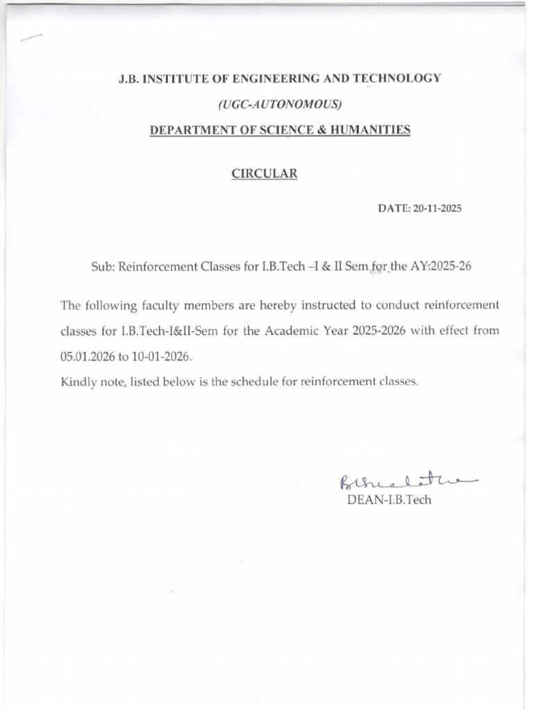 Reinforcement Circular & Time Table | PDF