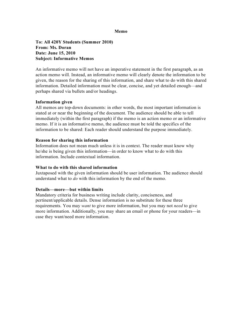 Guidelines for Informative Memos | PDF | Memorandum | Information