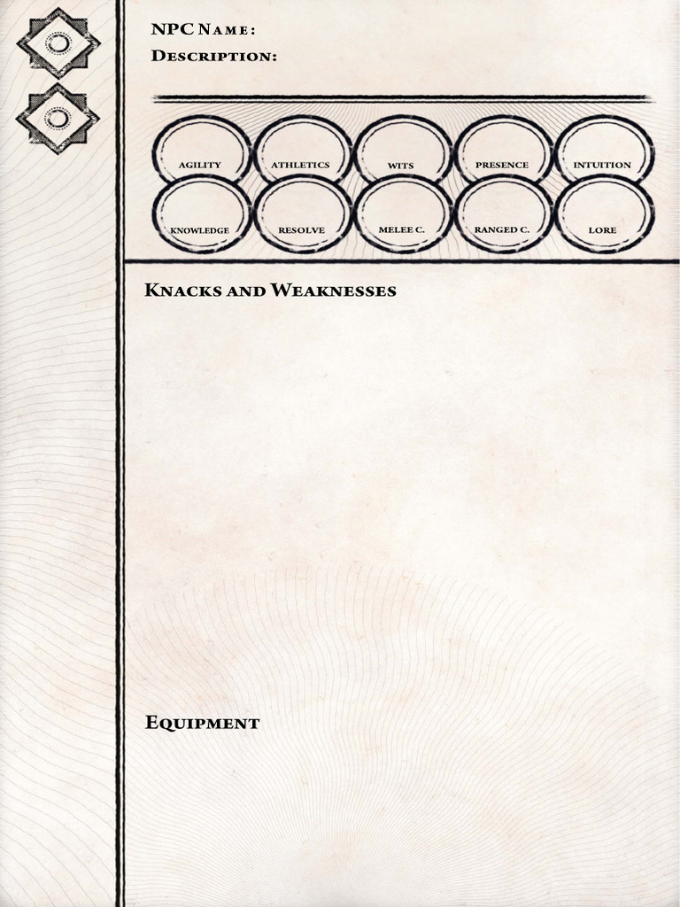 Blank NPC Cards (Fillable) | PDF