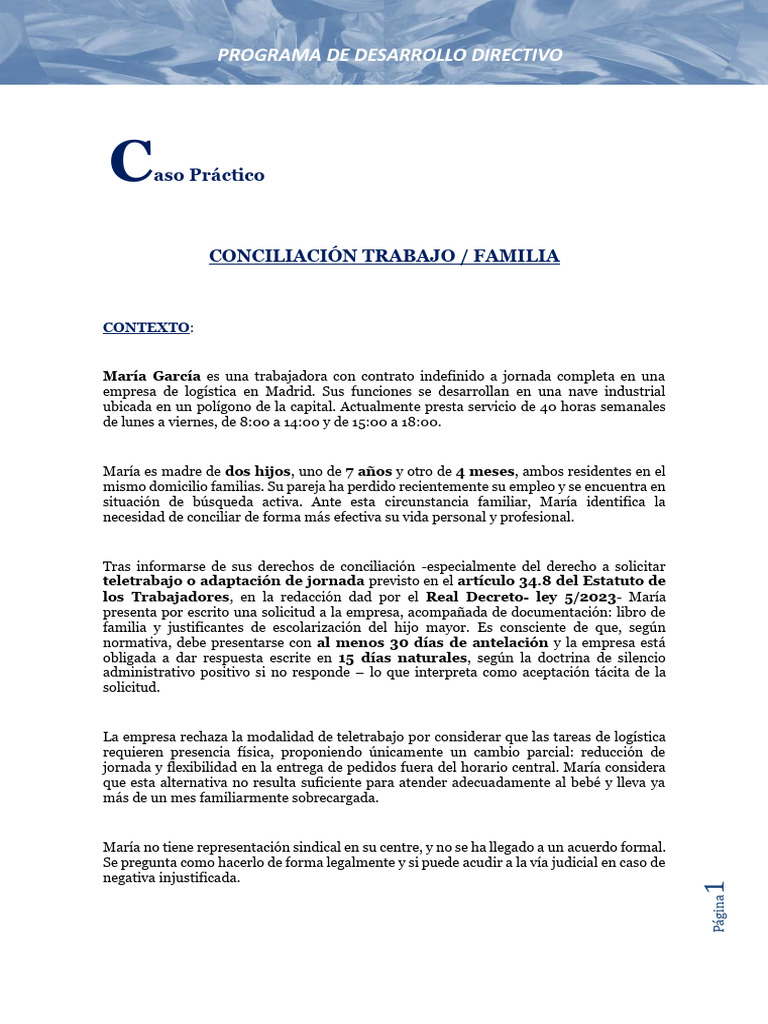 ACTIVIDAD ENTREGABLE 10. U.A.10. CONCILICACIÓN TRABAJO-FAMILIA | PDF