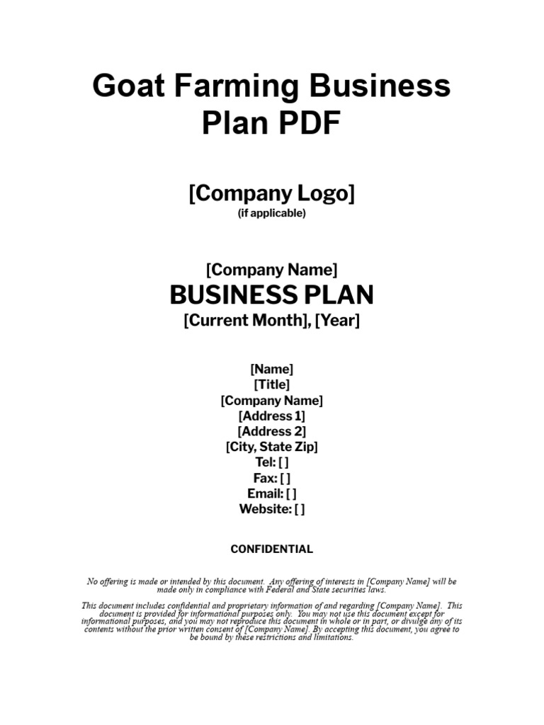 Goat Farming Business Plan Template | PDF | Agriculture | Dairy