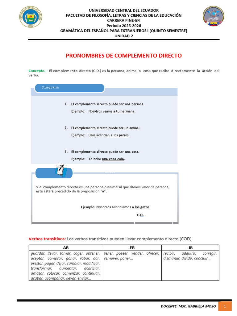 Pronombre CD | PDF | Verbo | Objeto (gramática)