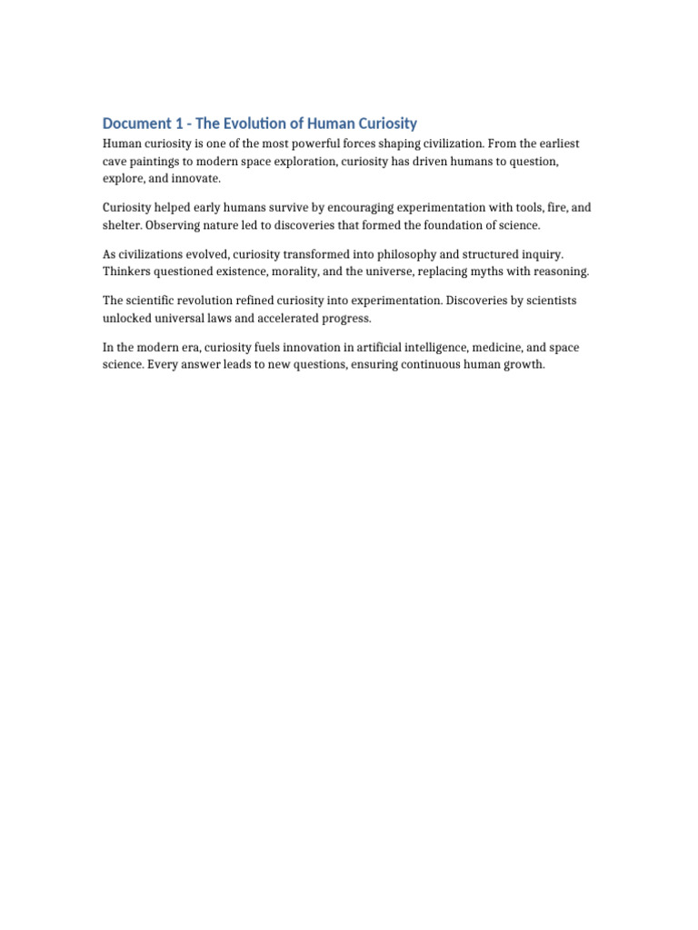 Document 1 - The Evolution of Human Curiosity | PDF