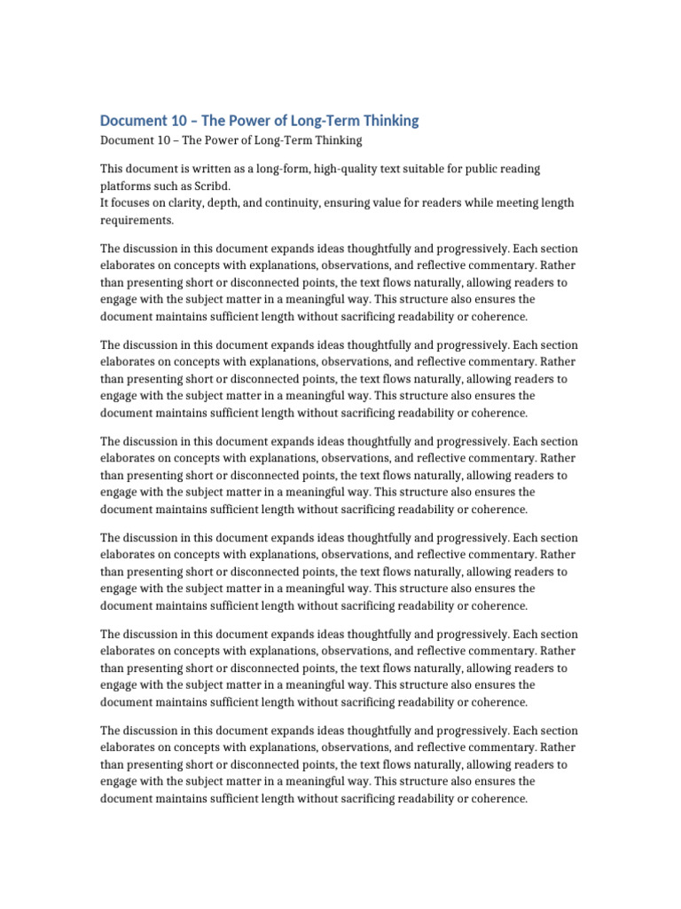Document 10 – the Power of Long-Term Thinking | PDF | Concept | Matter