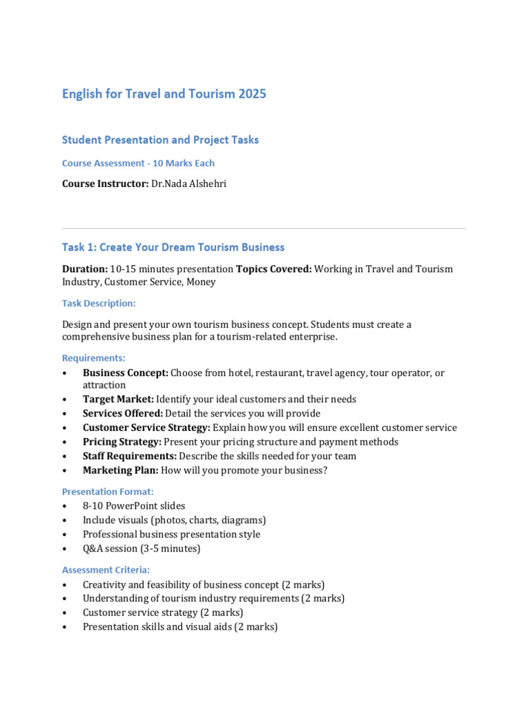 Travel and Tourism Project Guidelines 2025 | PDF | Marketing | Crisis ...