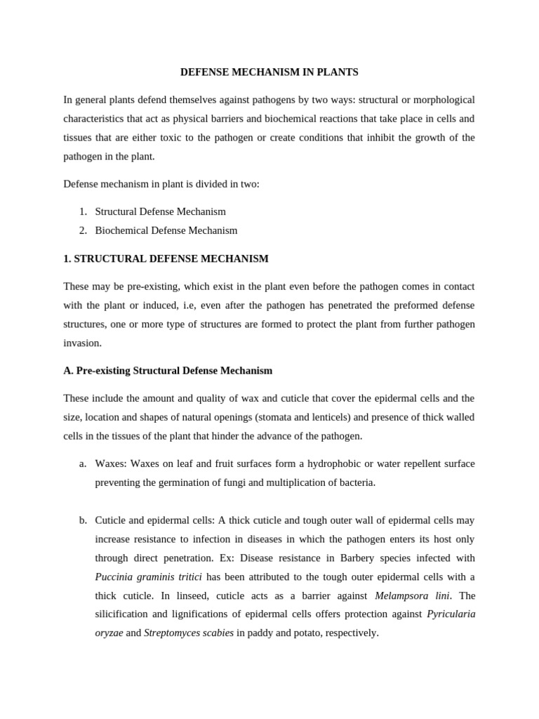 Plant Defense Mechanisms Explained | PDF | Pathogen | Fungus