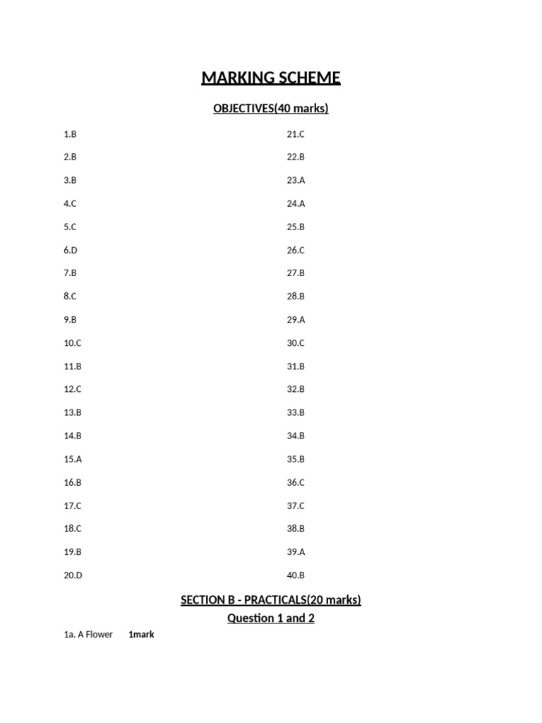 MARKING SCHEME | PDF | Petal | Seed