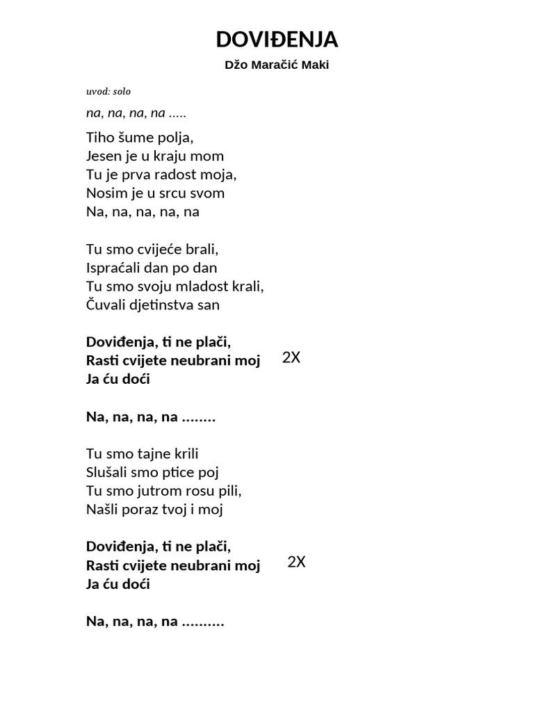 Dzo Maracic Maki - Dovidjenja | PDF