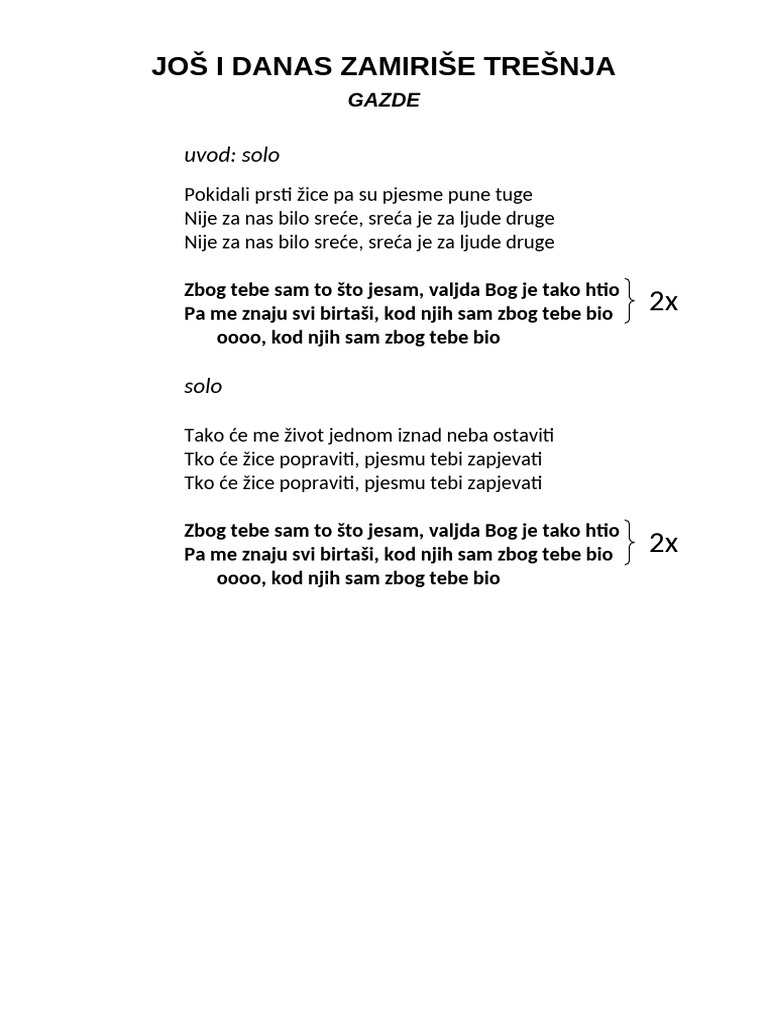 Gazde - Zbog Tebe Sam to Sto Jesam | PDF