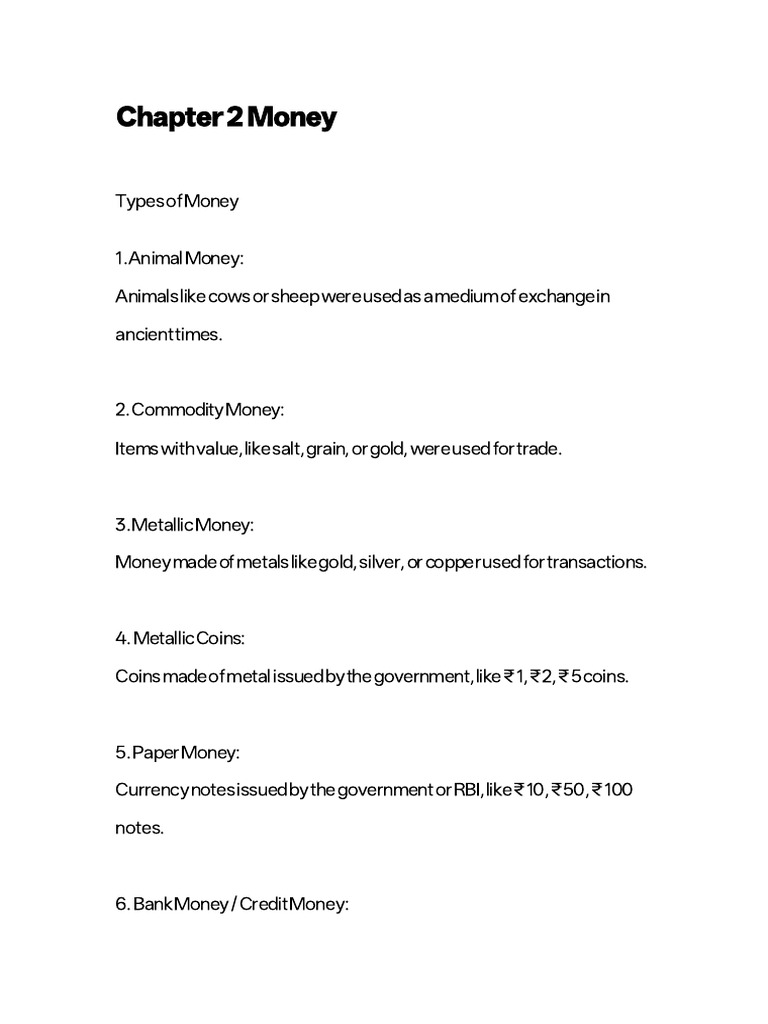 Types of Money Explained | PDF