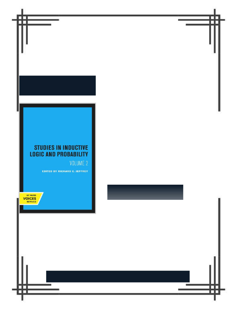 Studies in Inductive Logic and Probability Volume 2 Richard C. Jeffrey (Editor) eBook indexed ...