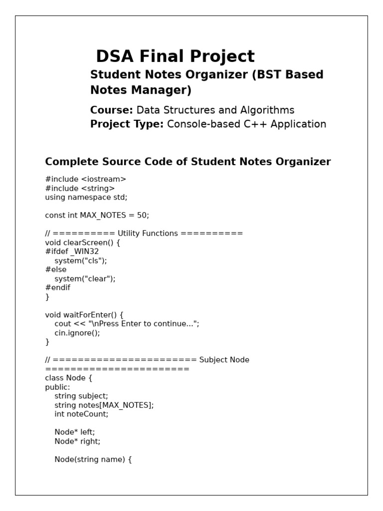 DSA Final Project | PDF | Computer Science | Software Development