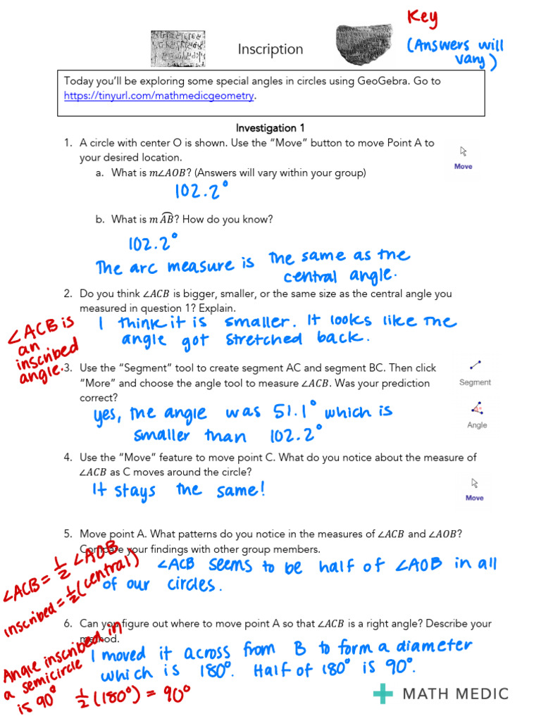 Lesson 8 6 Answer Key Geometry Math Medic 6e9101d801 | PDF | Angle ...