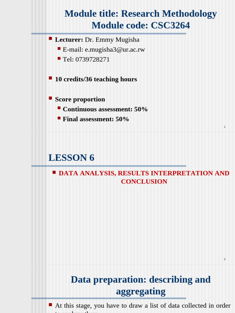 L6 Data Analysis, Results Interpretation and Conclusion | PDF ...
