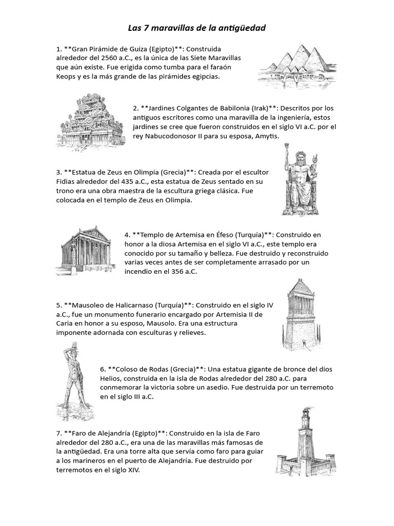 7 Maravillas de la Antigüedad Explicadas | PDF