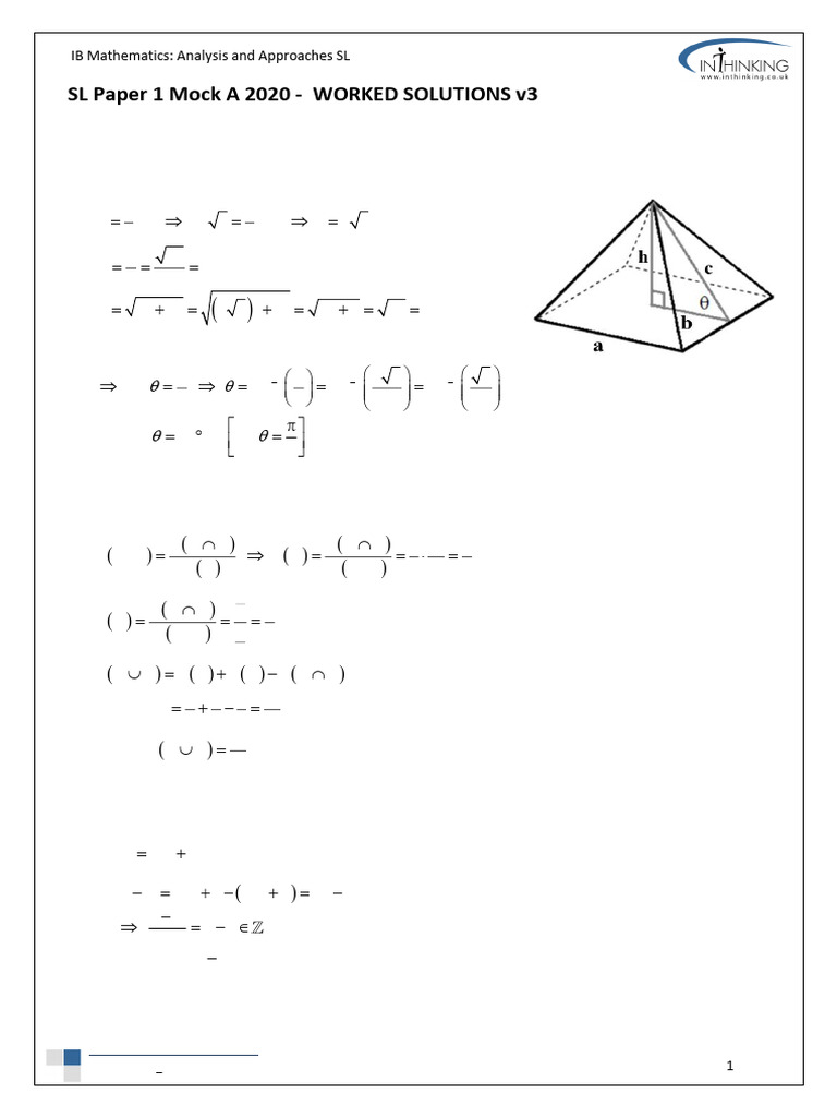 IB Math Analysis SL Mock A Solutions | PDF | Mathematics | Mathematical ...