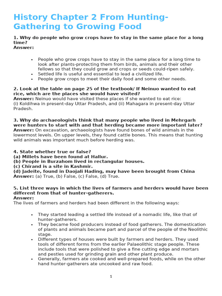 History Chapter 2 From Hunting | PDF | Cereals | Neolithic