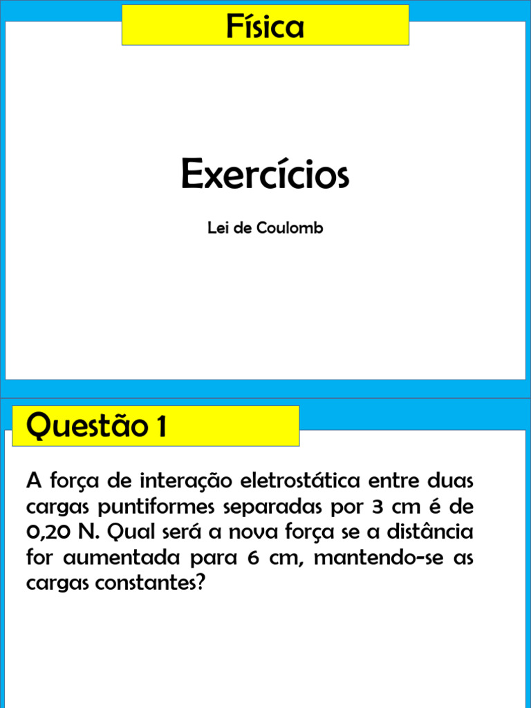 Exercícios Lei de Coulomb | PDF