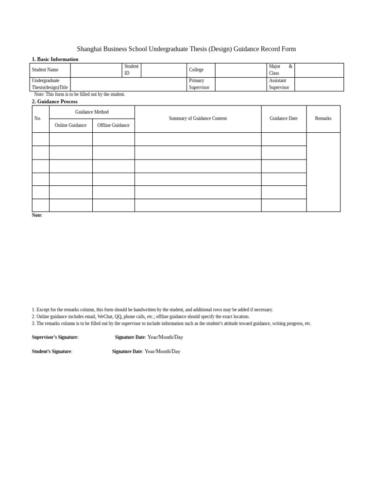 6.Shanghai Business School Undergraduate Thesis (Design) Guidance ...