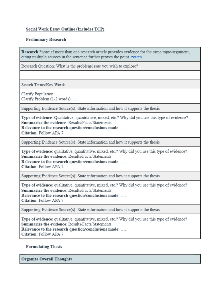 SW Basic Essay Outline (1) | PDF | Essays | Evidence