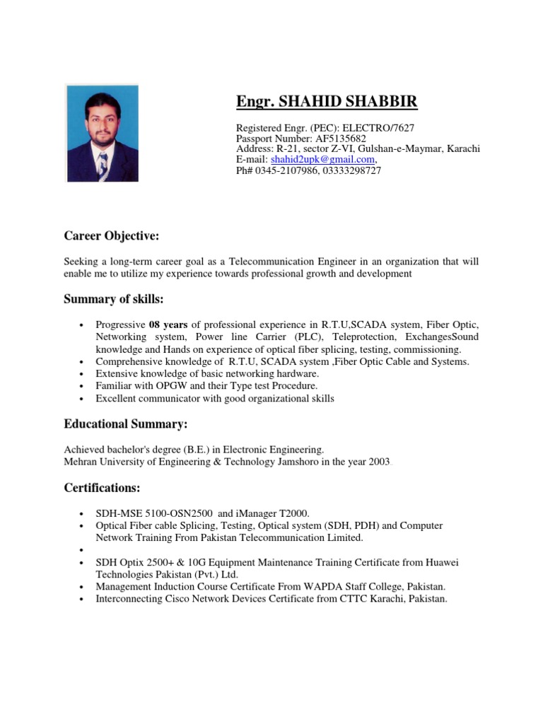 CV For Dewa | PDF | Telecommunication | Computer Network