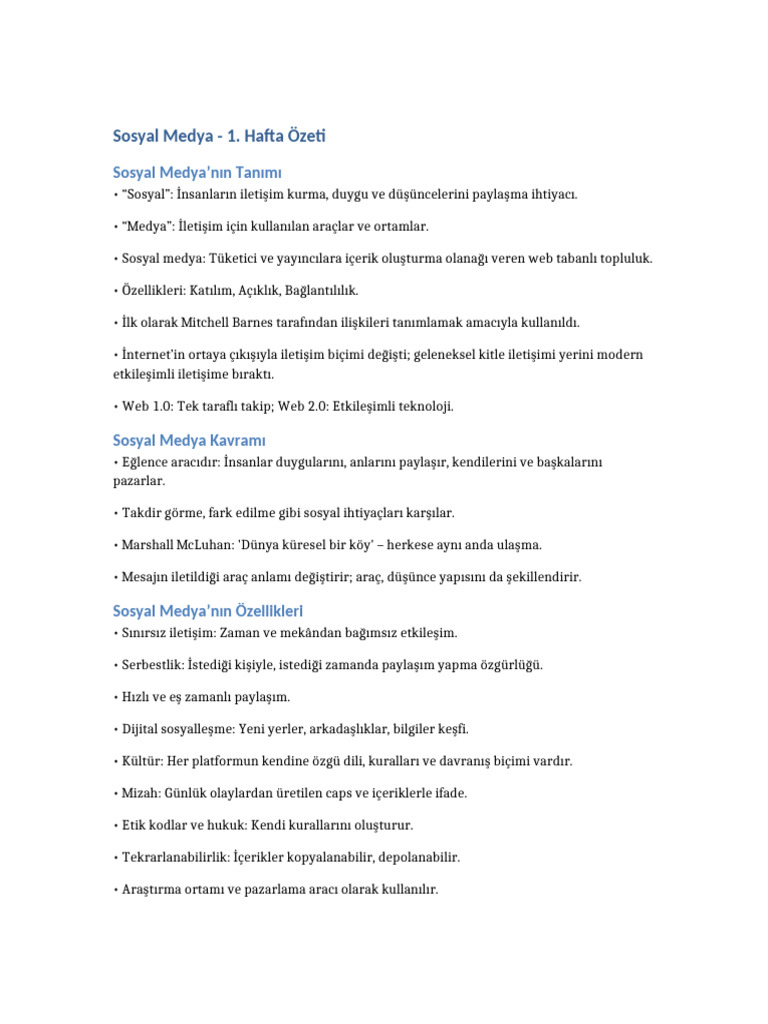 Sosyal_Medya_1_Hafta_Ozeti | PDF