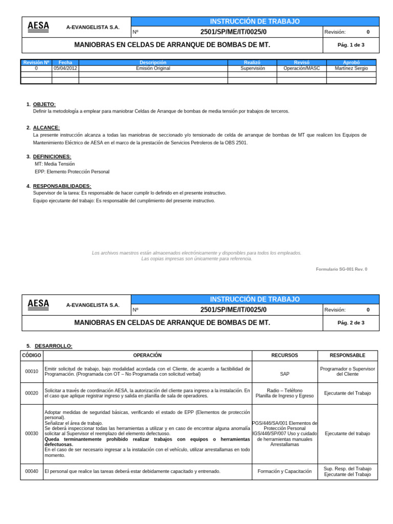 Maniobras en celda de arranque de bomba MT | PDF