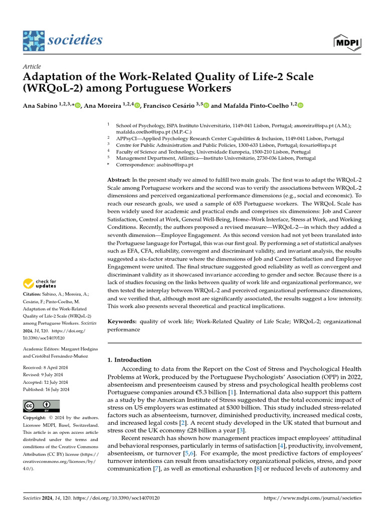 WRQoL-2 - Work-Related Quality of Life | PDF | Business | Psychology