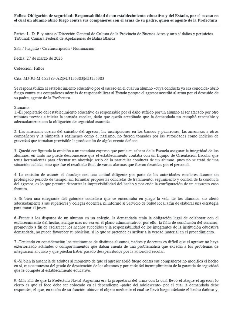 Fallo Responsabilidad de Los Establecimientos Educativos_f706fc34172693c3bc52933469f6e0a9 | PDF ...