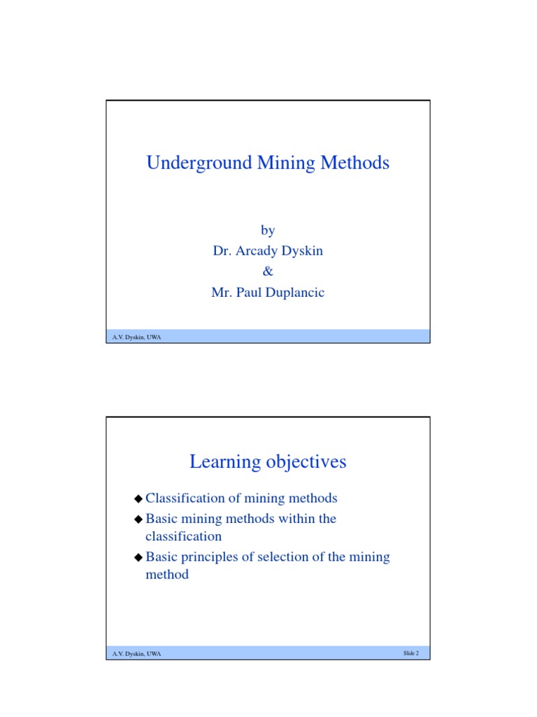 Underground Mining Techniques Guide | PDF | Mining | Heavy Industry