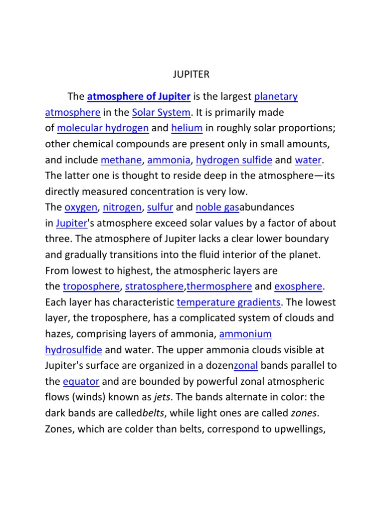 Jupiter's Atmospheric Composition and Layers | PDF | Science & Mathematics