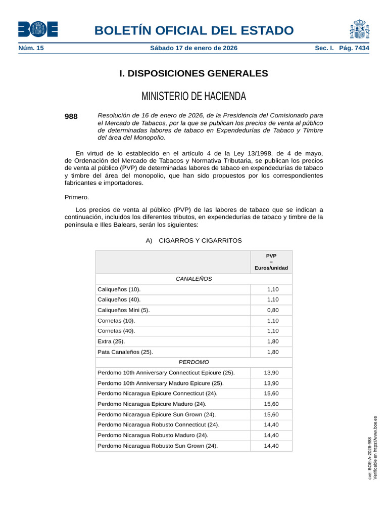 BOE-A-2026-988 | PDF | Industria del tabaco | Industrias