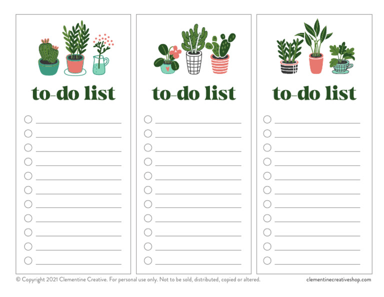 Houseplant to Do Lists Clementine Creative | PDF
