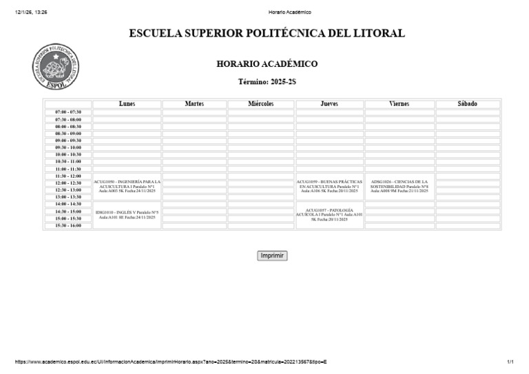 Horario de Examen Final Académico | PDF