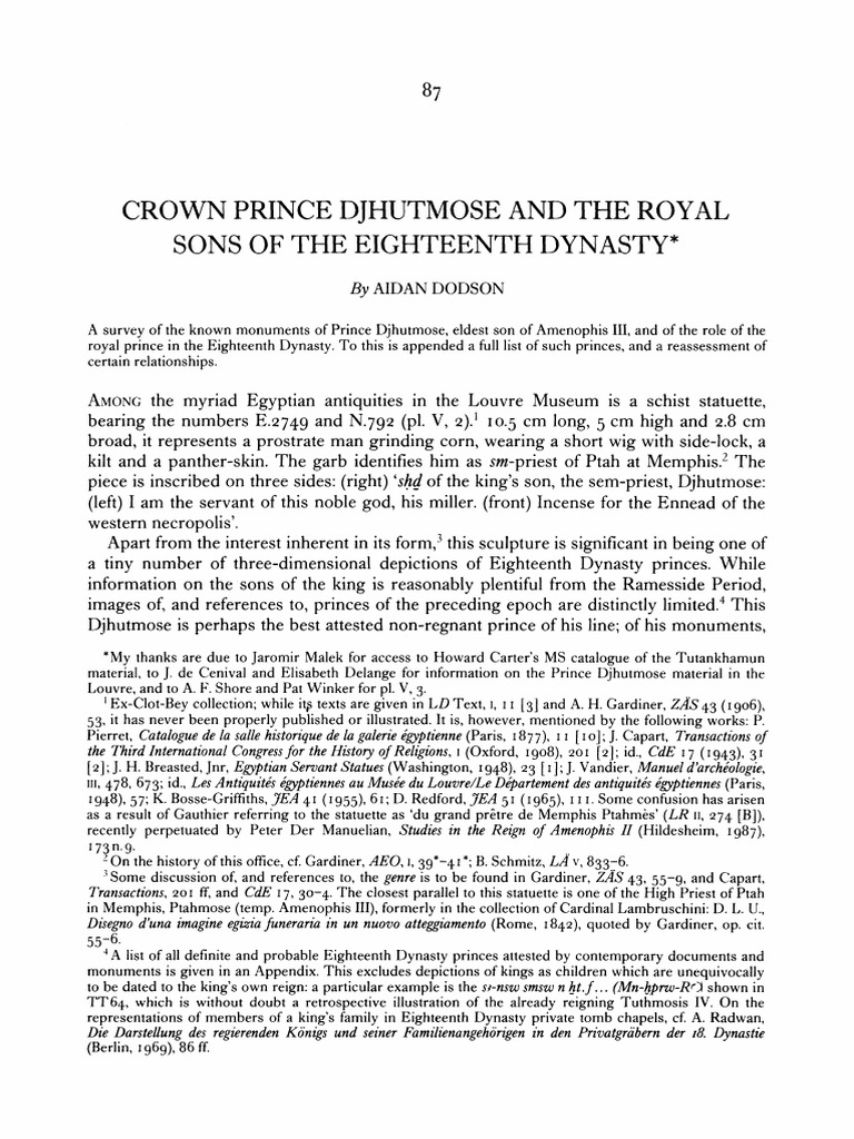 Djhutmose: Eighteenth Dynasty Prince | PDF | Tutankhamun | Ancient Africa