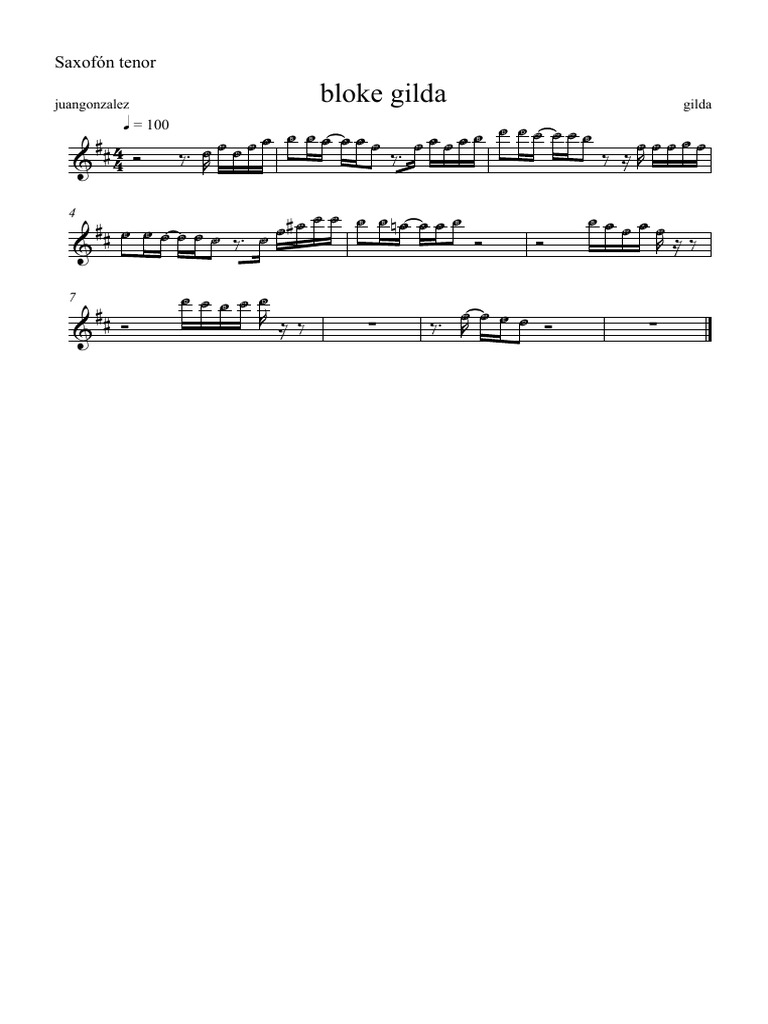 No Me Arrepiento Gilda - Saxofón Tenor | PDF