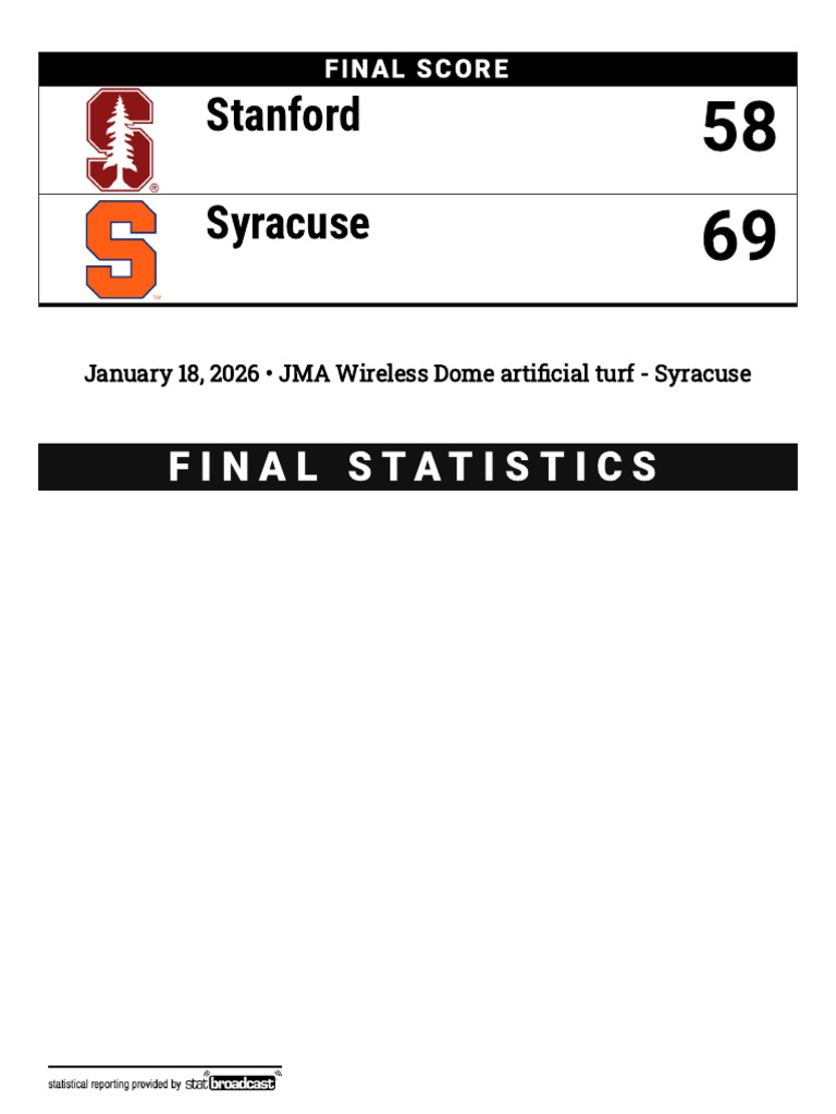 Syracuse vs. Stanford women's basketball box score | PDF | Sports