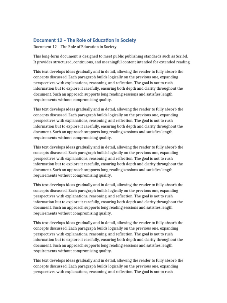 Document 12 – the Role of Education in Society | PDF | Information
