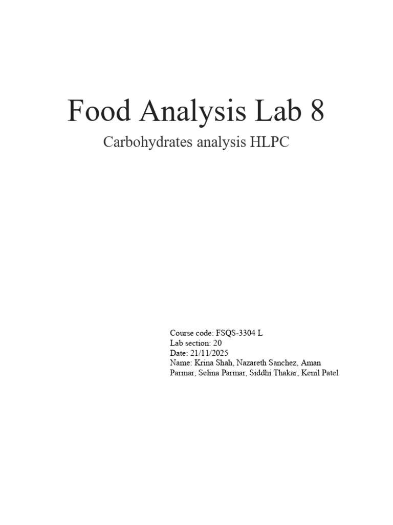 Lab 8 Food Analysis | PDF | High Performance Liquid Chromatography ...