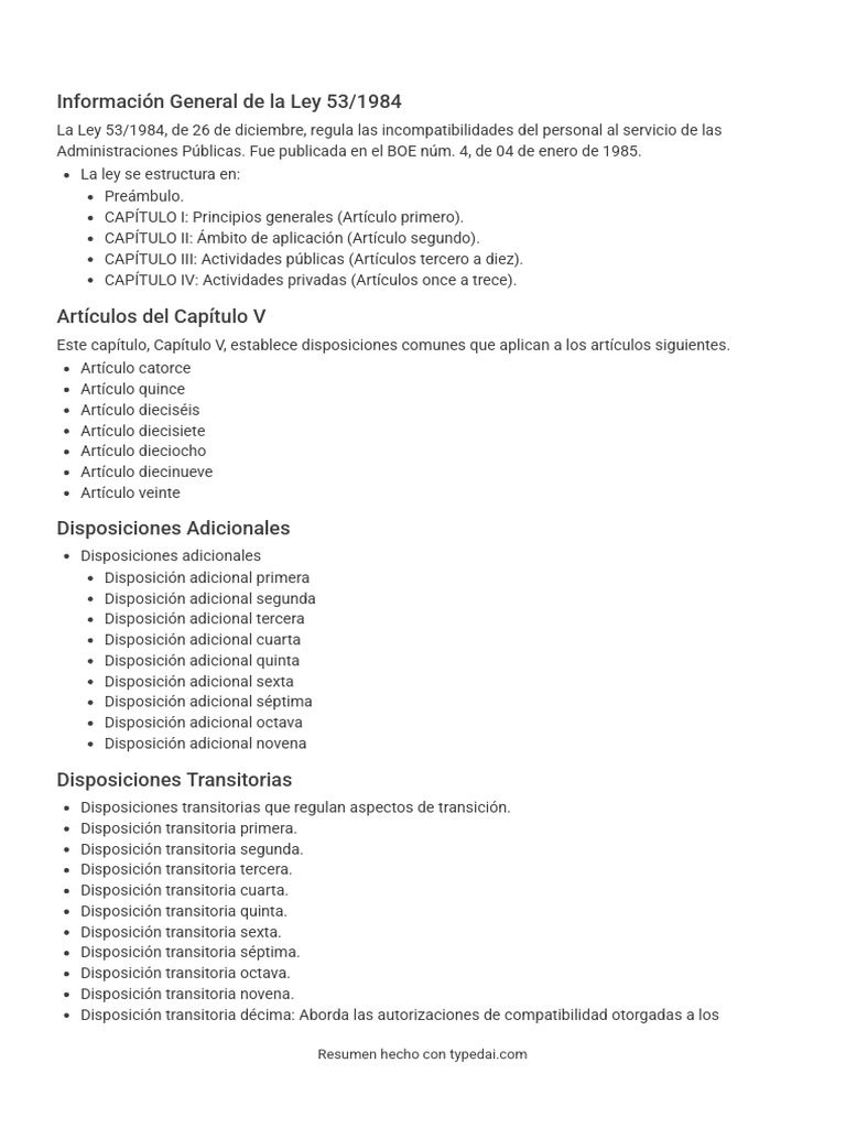 Ley 53/1984: Incompatibilidades en el Sector Público | PDF | Derecho ...