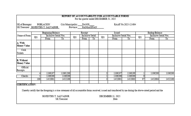 Accountability Report for SK Forms | PDF