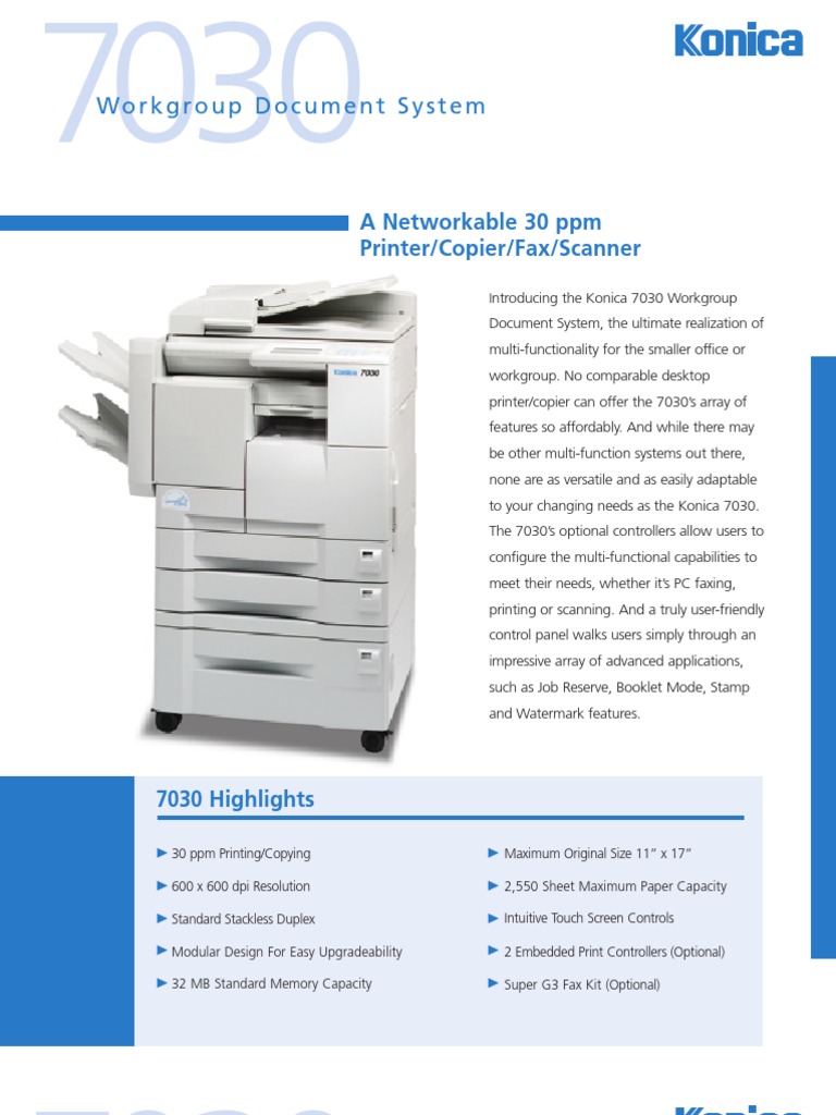 Konica 7030spec | PDF | Fax | Image Scanner