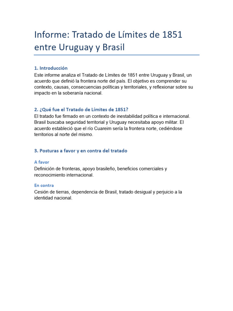 Informe_Extendido_Tratado_1851 (1) | PDF | Uruguay | Brasil