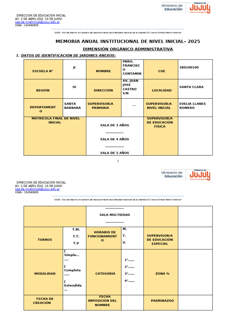 Memoria Anual Institucional 2025 Jardines Anexos | PDF | Educación de la primera infancia ...