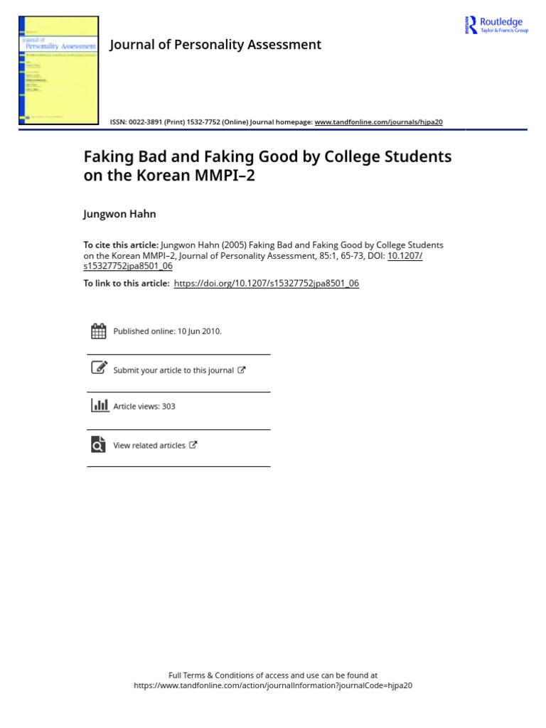 Faking Bad and Faking Good by College Students_ on the Korean MMPI 2 ...